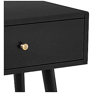 Decor Therapy Mid Century 1-Drawer Wood Side Table, 23.5" x 18" x 14", Black