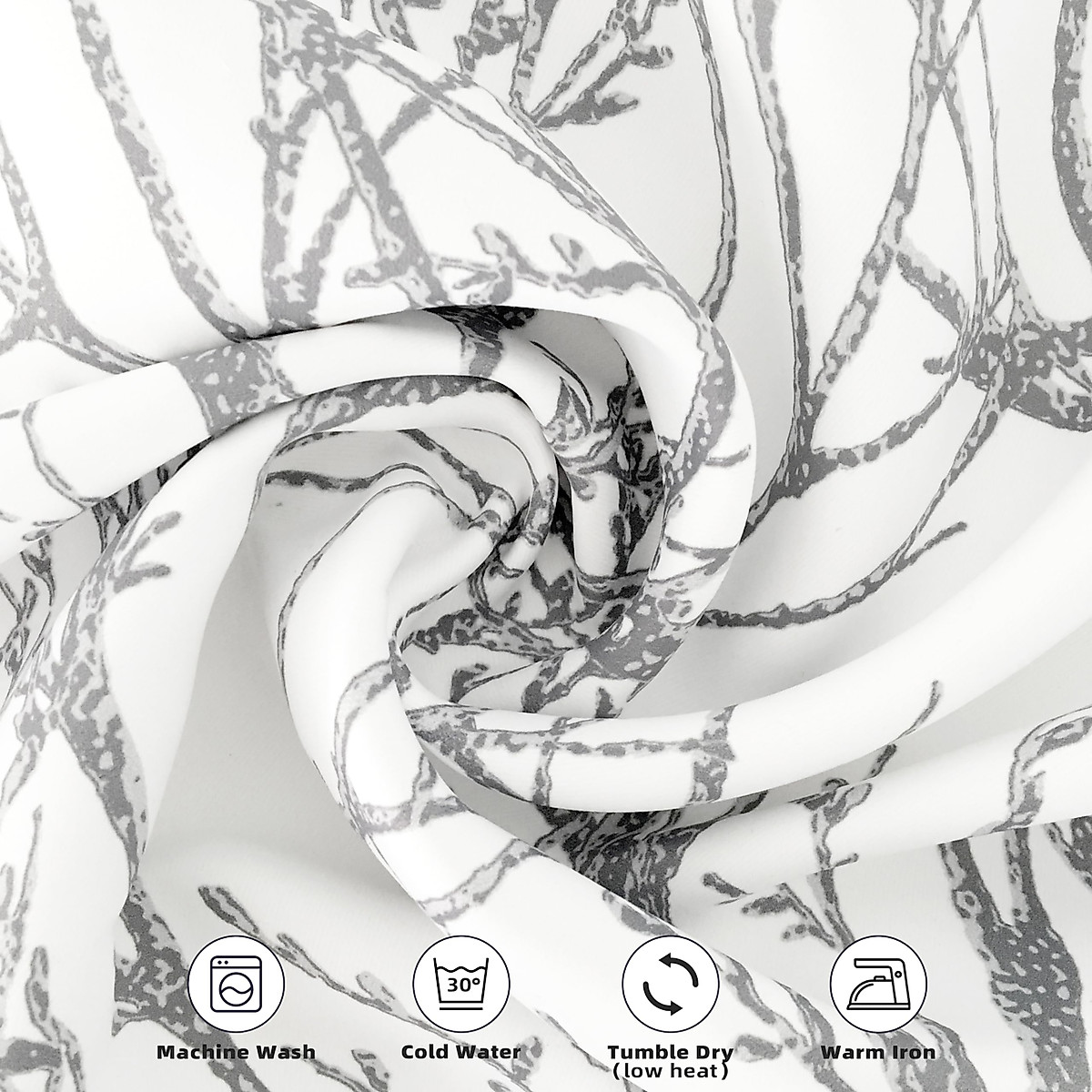 DriftAway Gray White Tree Branch Blackout Curtains for Bedroom Curtains 84 inch Length 2 Panels Set Grey Branch Lined Window Treatment Thermal Grommet Top Curtain for Living Room Winter Warm Curtain