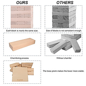 Outdoor Giant Tumbling Tower Games for Kids and Adults Jumbo Wood Stacking Lawn Yard Game with Carry Bag and Board 7 x 2.4 x 1.2 inches