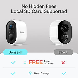Sense-U Baby Security Camera 2 for Outdoor or Indoor, HD Smart Monitor for Baby, Pet, Human, with Night Vision, PIR Motion Detection, Siren Alarm, No Monthly Fee