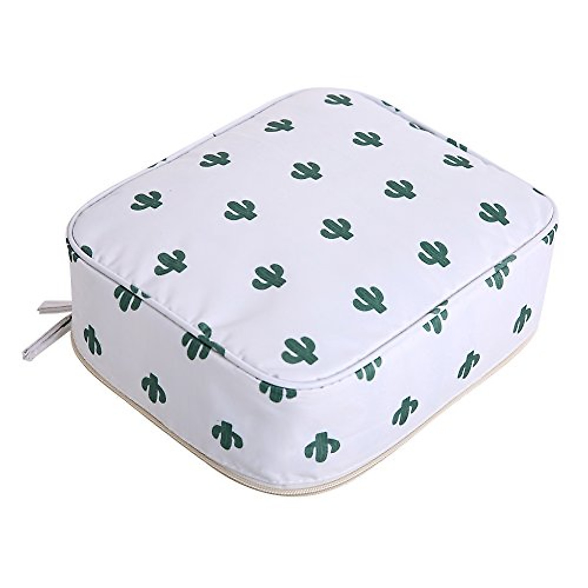 Bonaweite Cactus Travel Makeup Bags Small Brush Cosmetic Case Mini Pouch Holder Organizer Portable Vanity bag Jewelry Accessories Beauty Kit Travelling Train Artist with Hand Strap