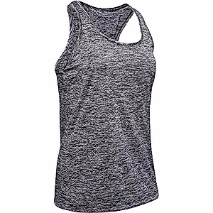 Under Armour Women's Tech Twist Tank Top , Black (001)/Metallic Silver , Medium