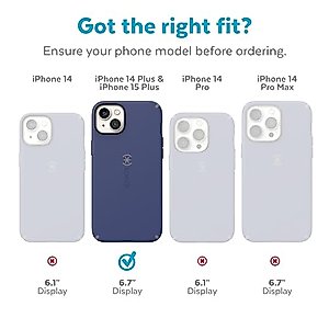 Speck iPhone 15 Plus & 14 Plus Case - Drop Protection, Scratch Resistant, Built for MagSafe iPhone Case with Soft Touch Coating - 6.7" iPhone, Dual Layer Case -Black/Slate Grey CandyShell Pro