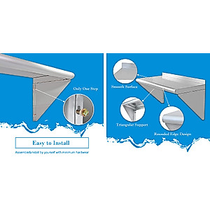 STEELBUS 12''x24'' - 2PACKS Wall Mounted Stainless Steel Shelf NSF Commercial Metal Wall Mount Floating Shelving for Kitchen, Restaurant, Food Truck,Garage,Home&Hotel