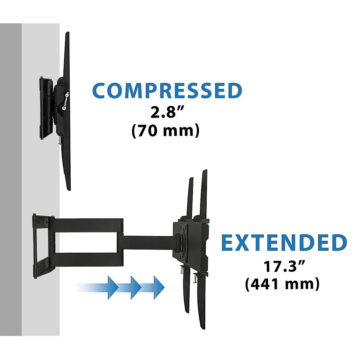 Mount-It! Full Motion TV Wall Mount with 17.3" Extending Swivel Arm | VESA Compatible 400x400 and 600x400, Fits 32 35 40 45 50 55 60 65 Inch | 110 Lbs Capacity