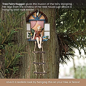 Bits and Pieces - Fairy Tree Hanger with Ladder - Yard Decorations - Whimsical Fairy Sculpture - Indoor/Outdoor Decoration - Garden Decor