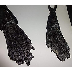 ( Sublime Gifts ) Raw Black Kyanite fan blade Rough Natural Crystal Healing Gemstone Wrapped Pendant with Soft Cord 22" Necklace