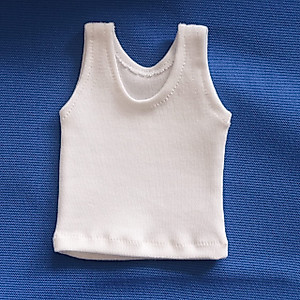 SSbeauty M 1/6 Custom Scale T-Shirt Sleeveless Vest Clothes for 12" Male & Female Action Figure Doll Clothes Toy (Black + White)