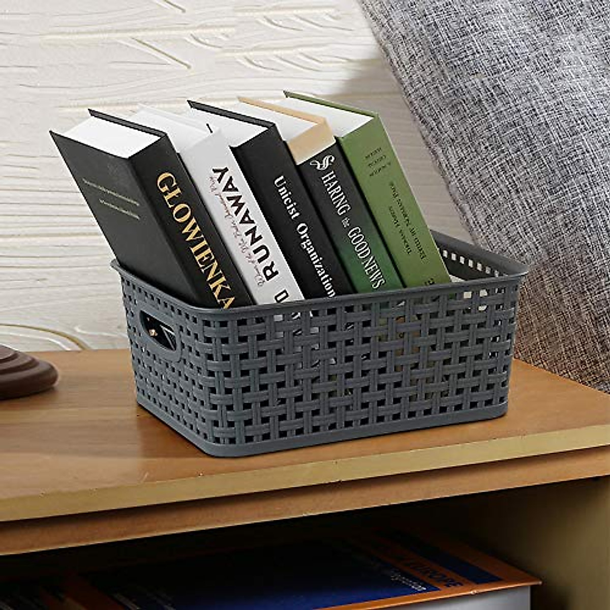 Xowine 6-Pack Plastic Storage Basket, 10" x 7.5" x 4.05", Gray