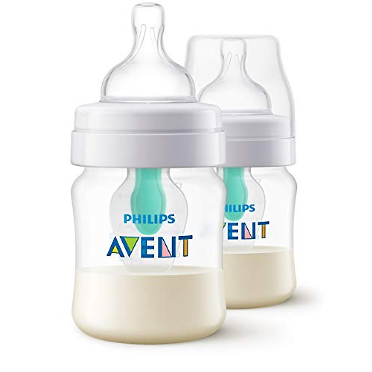 Philips AVENT Anti-Colic Baby Bottle with AirFree Vent 4oz, 2pk, SCF400/24,Clear