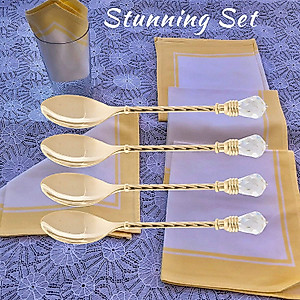 Matashi MTTSPN434-4 Dessert Spoon, Set of 4, Gold