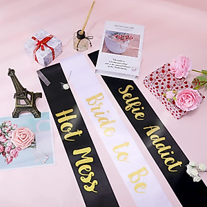 PHOGARY 18 Pack Bachelorette Sashes for Bridal Party - 17 Black Team Bride Sashes with 1 White Bride to Be Sash - Funny Sashes Set for Hen Party Bachelorette Party Bridal Shower Wedding Party