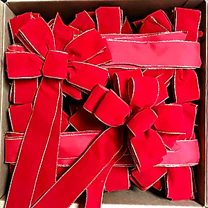 36-Pack Christmas Bows | 6.99 Bulk Pack | 10x26" Premium Handmade | Indoor Outdoor Christmas Decor | The Handmade Bow