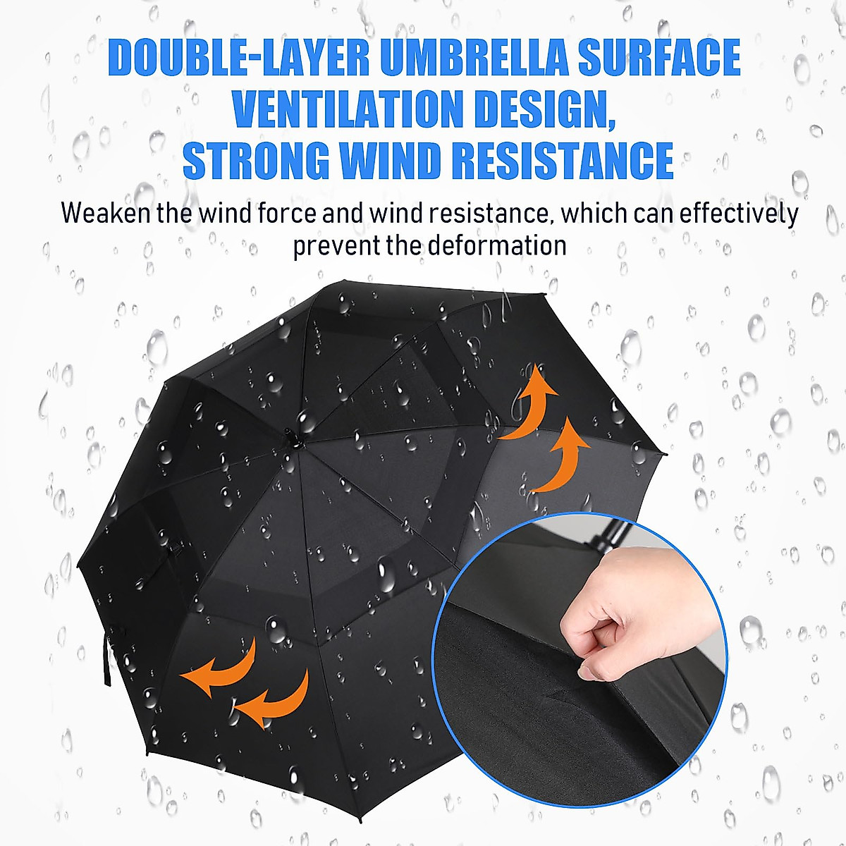 Jexine 20 Pieces Golf Umbrella Bulk 62 Inch Automatic Open Golf Umbrella Extra Large Oversize Double Canopy Vented Windproof Waterproof Stick Umbrellas UV Protection Umbrellas for Men and Women