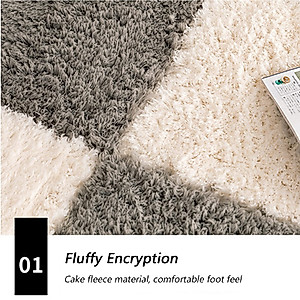 16Pcs Interlocking Foam Carpet,Shaggy Soft Foam Play Mat,Fluffy Area Rugs,Square Plush Puzzle Floor Tiles,Crawling Mats for Living Room Bedroom,12X12inch,Grey