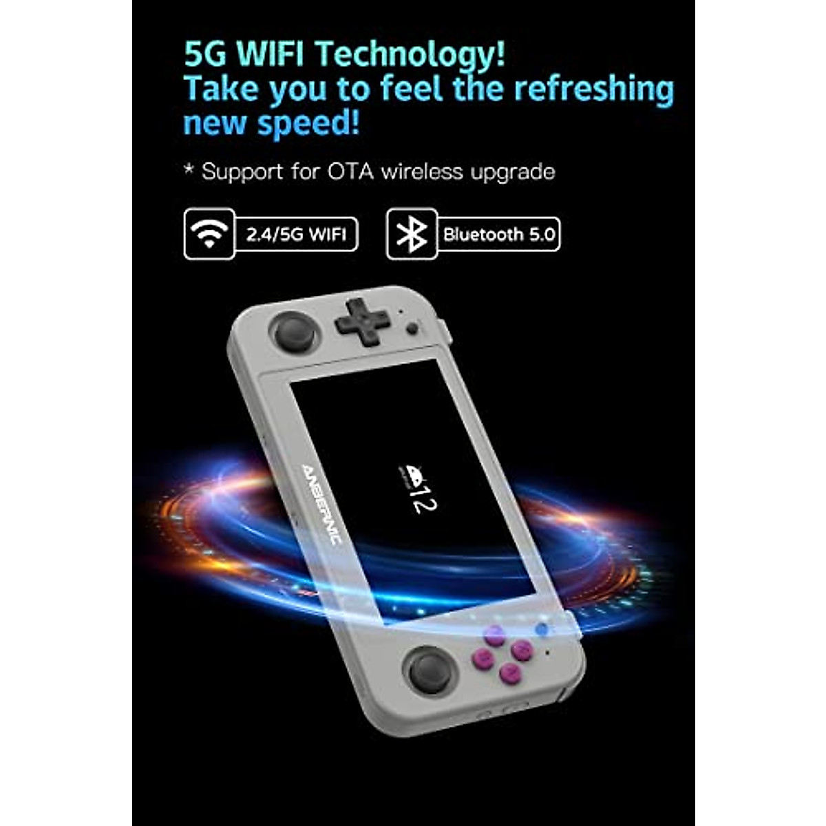 RG505 Retro Game Handheld Game Console 4.95’’ OLED Touch Screen with Android 12 System Unisoc Tiger T618 and Compatible with Google Play Store Built-in 128G TF Card