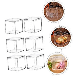 GLEAVI Clear Square Cube 60 Pcs Packing Box Candy Containers Party Candy Bag Party Gift Candy Cake Gift Container Candy Packaging Case Party Candy Storage Cases Seal Specimen Acrylic