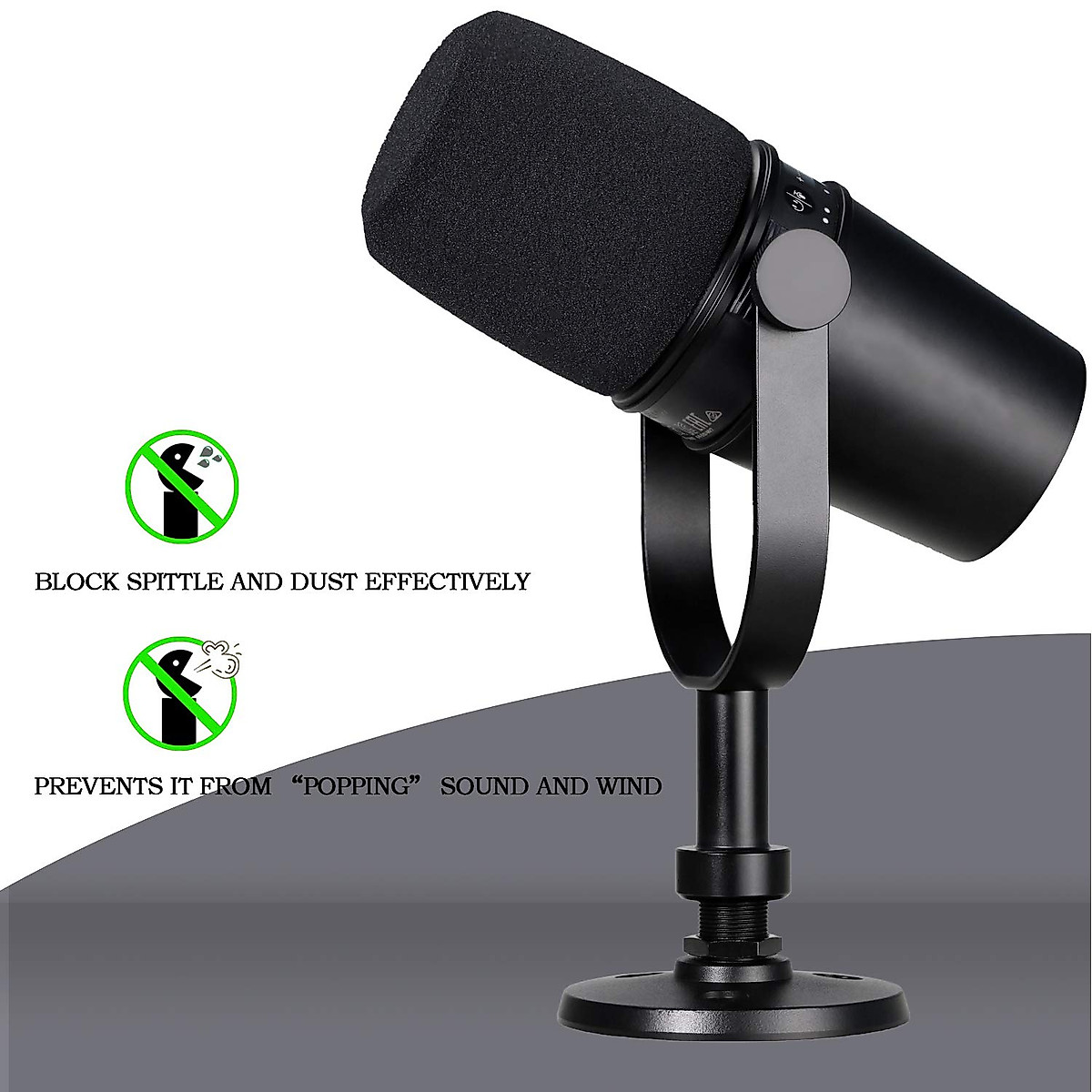 Microphone Pop Filter Compatible with Shure MV7 Microphone - Mic Foam Windscreen Cover for MV7 Microphone to Blocks Out Plosives by YOUSHARES