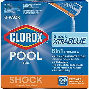 Clorox Pool&Spa 33506CLX Pool Shock XtraBlue (6 1-lb Bags), 6 Pack, White