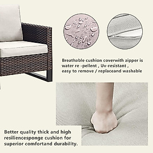 Rilyson Patio Furniture Chairs Outdoor Chair - Wicker Patio Furniture Set of 2,PE Rattan Patio Seating with Cushions for Deck Porch Balcony Backyard Garden(Brown/Beige)