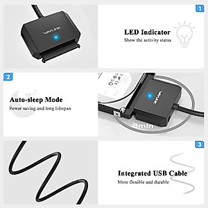 WAVLINK SATA to USB 3.0 Hard Drive Cable, 5Gbps USB3.0 to Sata Cable Support UASP, External Hard Drive SATA I/II/III Connector for 2.5, 3.5 inch HDD SSD Data up to 18TB - Include 12V/2A Power Adapter