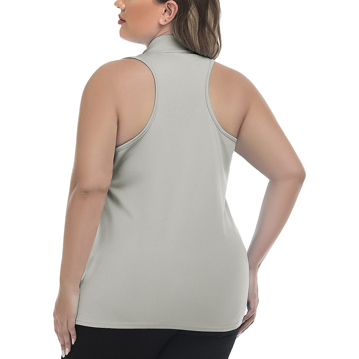 SPOSULEI Womens Golf Apparel Summer Golf Shirts Dry Fit Lightweight SPF 50+ Moisture Wicking Sleeveless Tennis Tshirts Grey