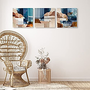 Wynwood Studio Abstract Modern Canvas Wall Art Mountain Beach Shades Set Living Room Bedroom and Bathroom Home Decor 30 in x 30 in Blue and Brown