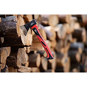 INTERTOOL 15” Hatchet Axe, Small Camp Hand Axe, 1.3 lbs, Wood Chopping, Splitting, Shock Absorbing Fiberglass Anti-Slip Handle HT-0261