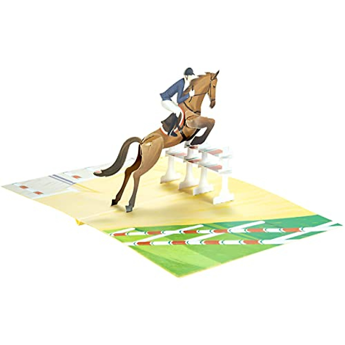 WOWPAPERART Horse Jumping Equestrian - 3D Pop Up Greeting Card for All Occasions - Birthday, Love, Congrats, Good Luck, Sports, Retirement, Christmas, Congrats - Gifts for Family, Friends, Lovers