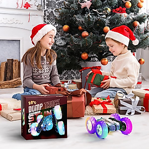 28℃ Remote Control Car Stunt RC Cars, 4WD Rechargeable RC Truck with Headlights Wheel Lights, Double Sided 360 Flips Stunt Toy Car for Kids Boys Girls 6 Year Old Christmas Birthday Gift (Purple)