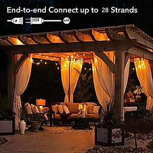 Brightown Outdoor String Lights 38FT(30+8) - LED String Lights G40 Globe Patio Lights Energy Saving with 15 LED Bulbs, Shatterproof Hanging Outdoor Lights for Christmas Outside Garden Backyard Cafe
