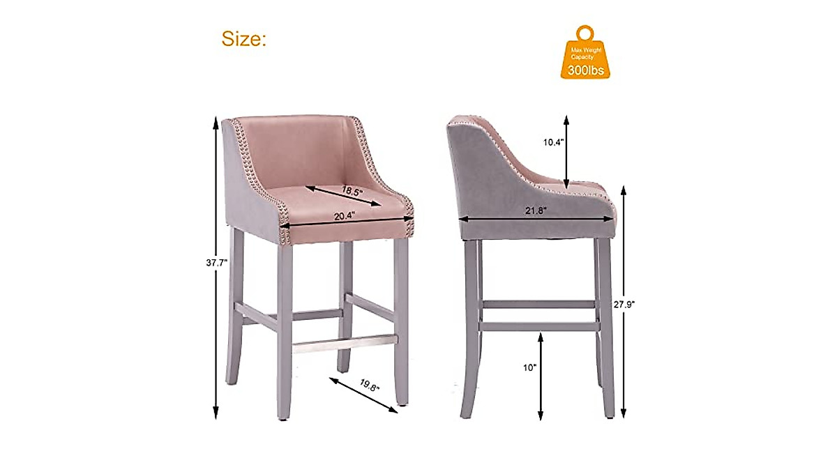 Stylish Pink Bar Stools Set of 2 for Kitchen & Home