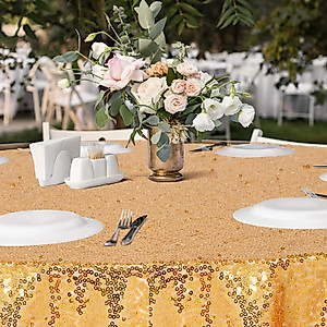 Moukeren 10 Pcs 50''x50'' Square Sequin Tablecloth Glitter Tablecloth Overlays Sequin Table Cover for Bridal Shower, Wedding Birthday, Wedding, Dessert, Banquet Decorations (Gold)