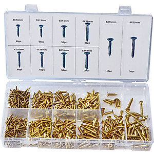 Swordfish 32051-500pc Brass Plated Wood Screw Assortment