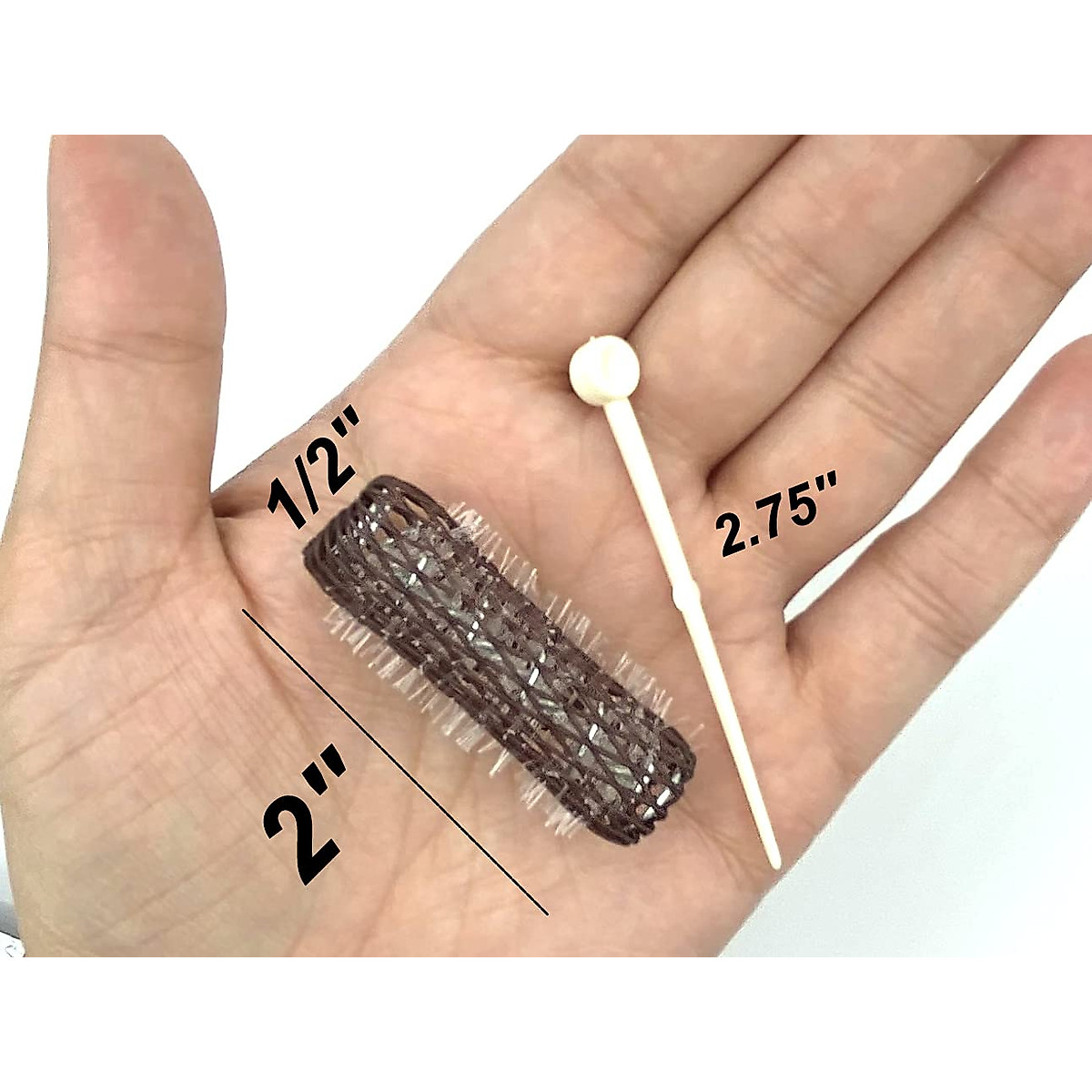 16 pc Vintage Style Hair Roller Mini Small Brush Rollers Mesh Curlers Bristles 2"x 1/2" Flexible Locking Pins Small Curls Short Hair