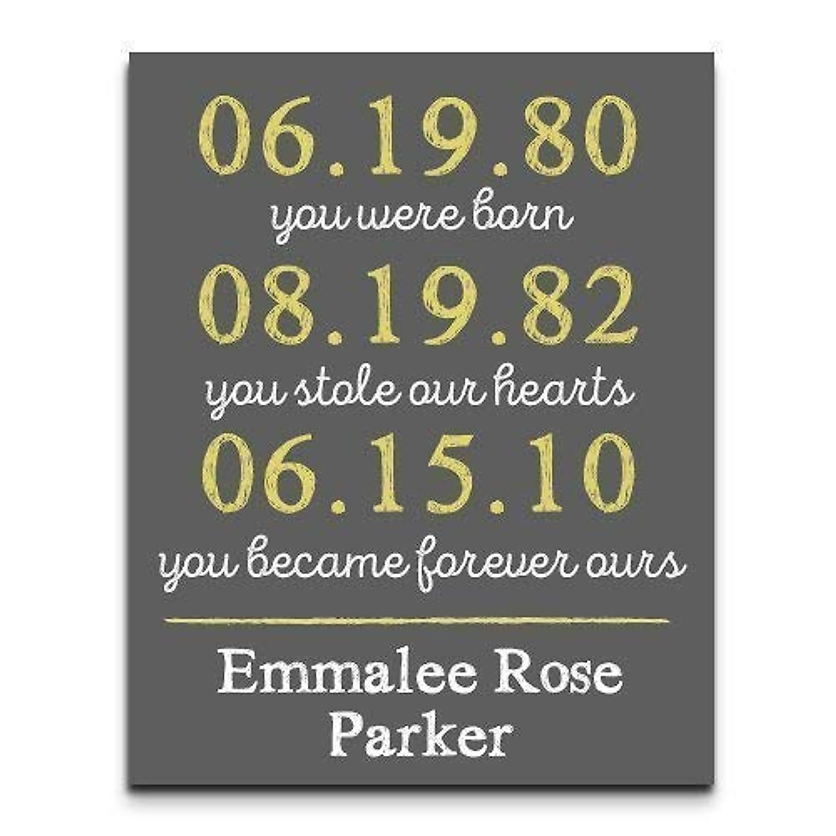 CANARY ROAD Adoption Dates Print | Adoption Gift | Gotcha Gift | Gotcha Day |Adoptive Parents Gift |Gotcha Day - Adoption Gift Personalized Art Child Keepsake Gift Boys and Girls Adopt Adopted Present