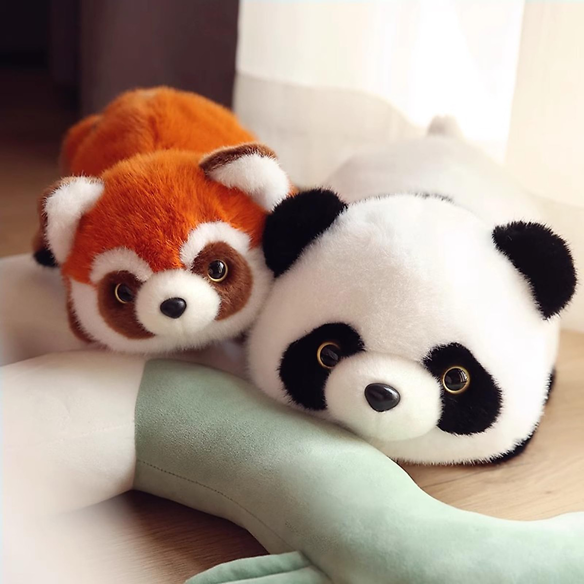 Roadoor Reversible Panda Plushie, 2-in-1 Red Panda & Panda Soft Toy, Double Sided Panda Stuffed Animal, Soft Panda Pillow Plush Toy Panda 14"