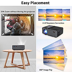 HD Mini Smart TV Projector 2022 Upgraded Portable Projector with WiFi Bluetooth 1080P Movie Projectors Wireless Screen Cast Compatible with Smartphone HDMI USB AV, for Home Cinema & Outdoor