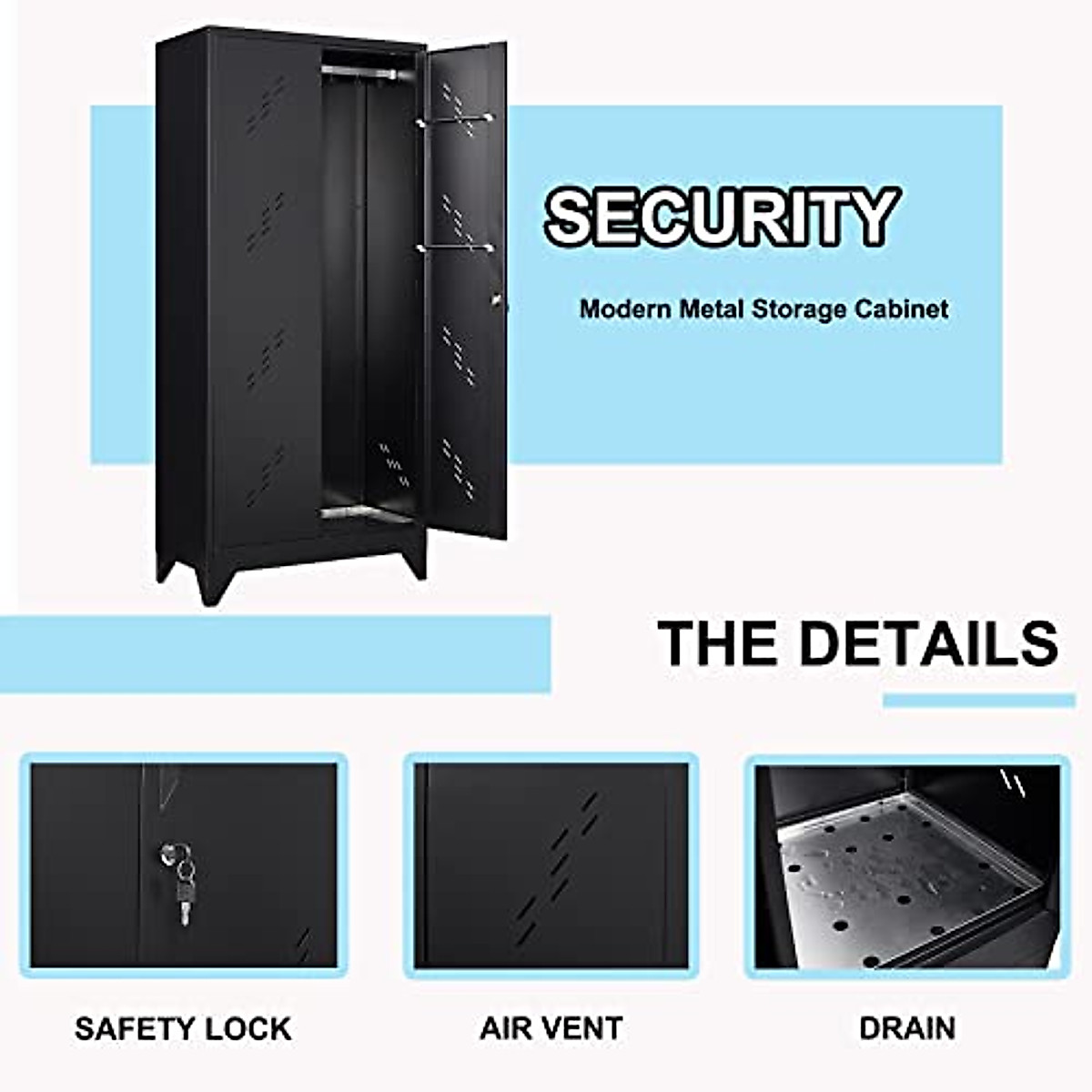 VASAAOSD Garage Storage Cabinet and Locker,Metal Storage Cabinet and Office Storage,Cabinets for Storage with Doors,Wardrobe Cabinet and Locking Cabinet for Kichen,Home,Office