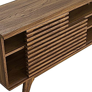 Modway Render 71" Mid-Century Modern Low Profile Media Console TV Stand, 71 Inch, Walnut