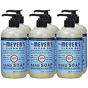 MRS. MEYER'S CLEAN DAY Hand Soap, Made with Essential Oils, Biodegradable Formula, Rain Water, 12.5 fl. oz - Pack of 6
