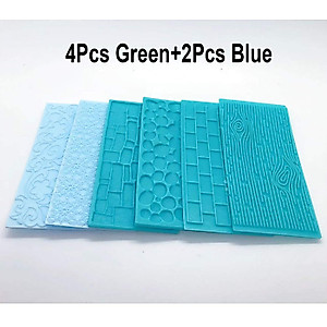 6 Pack Fondant Impression Mat Set Cake Decor Mold Set-Embossed Tree Bark/Flower/Cobblestone Texture Design Sugarcraft Decor Tool for Chocolate Cupcake Topper Wedding Cake