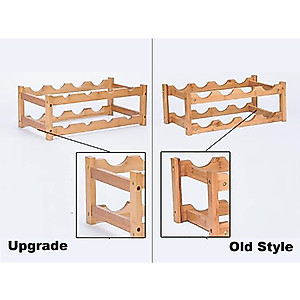 Kework 8 Bottles Wine Rack, 2 Tier Bamboo Wine Display Rack, Tabletop Wine Rack, Desktop Countertop Free Standing Wine Storage Shelf (8-Bottle & White)