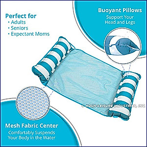 Aqua Original 4-in-1 Monterey Hammock Pool Float & Water Hammock – Multi-Purpose, Inflatable Pool Floats for Adults – Patented Thick, Non-Stick PVC Material – Light Blue