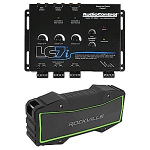 AudioControl LC7i 6 Channel Active Line Out Hi/Lo ConverterwithBass Processor DSP Bundle with Rockville Rock Everywhere Portable Bluetooth Speaker/Waterproof/Wireless Link