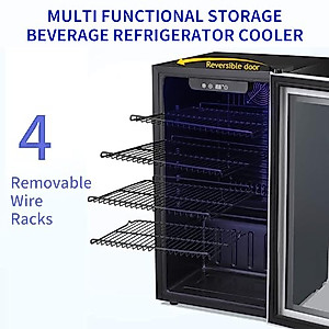 Antarctic Star Beverage Refrigerator Cooler - 120 Can Mini Fridge Glass Door for Soda Beer or Wine Small Drink Dispenser Clear Front for Home, Office or Bar,3.2 cu.ft.