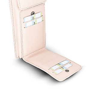 BOULETTA Crossbody Bag Cellphone Purse for Women-Leather Zipper Shoulder Wallet with Phone Pocket and Chain Strap 4 Card Slots Small