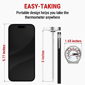 ThermoPro Dial Instant Read Meat Thermometer for Cooking, Grill Food Thermometer with Glass Lens, Portable Kitchen Thermometer with 5'' Stainless Steel Probe for Liquid, Steak, Turkey Temp Checking