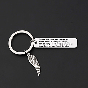 WUSUANED Memorial Keychain Those We Love Can Never Be More Than A Thought Away Angel Wing In Memory Of Loved One Gift