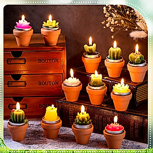84 Pcs Succulent Candles Cactus Candles with Terracotta Pot Mini Baby Shower Plant Candles Novelty Handmade Tealight Terrarium Plant Candles Bulk for Party Favor Fiesta Birthday Wedding Home Decor
